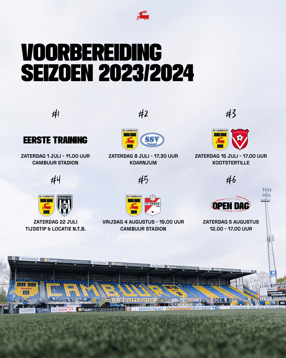 Eerste data programma voorbereidingsperiode seizoen 2023/2024 bekend · SC Cambuur